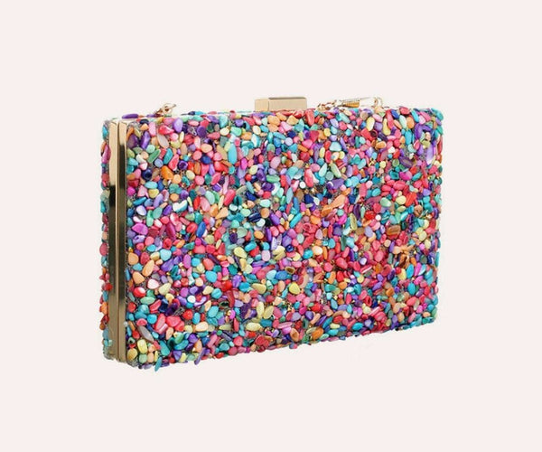 Stone Evening Bag - Colorful Multi | Exclusive Luxury Bag