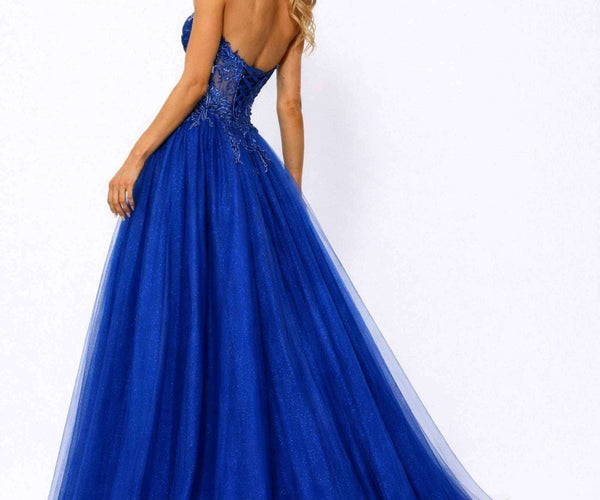 Leah Corset Ballgown - Royal Blue Sweetheart | Glamorous Beaded Corset