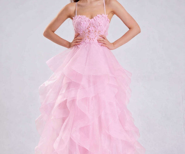 Jessica Stuart Prom Dress - Baby Pink Ruffle | Floral